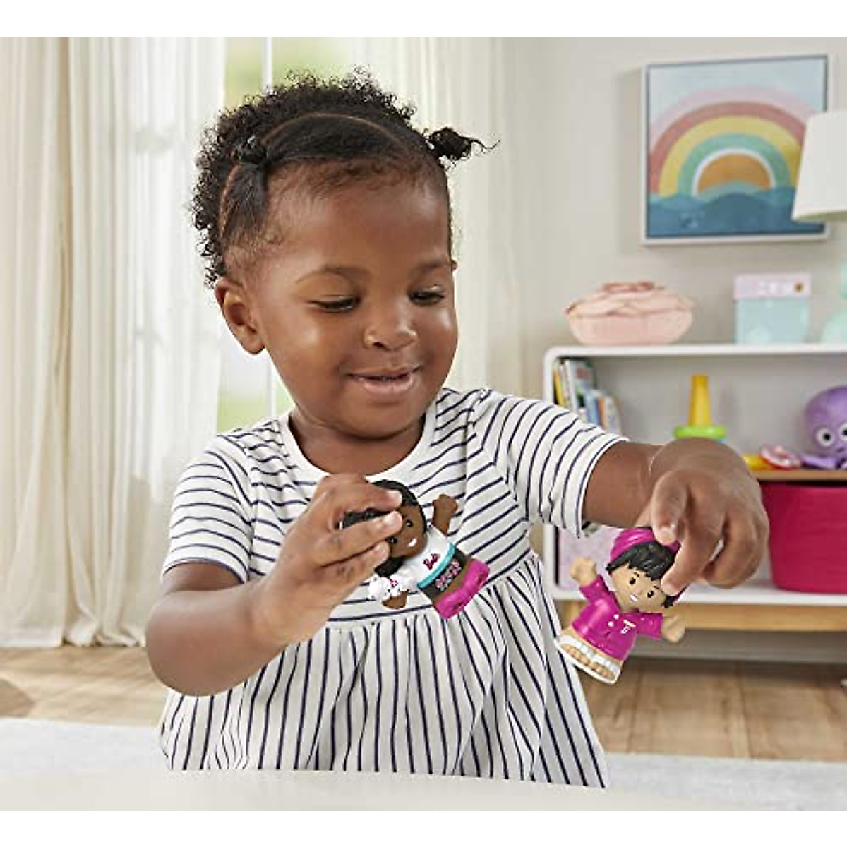 Fisher-Price Little People Barbie Toddler Toys Sleepover Figure Pack, 2 Characters for Pretend Play Ages 18+ Months