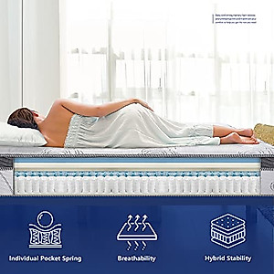 Olee Sleep 13 inch Galaxy Hybrid Gel Infused Memory Foam and Pocket Spring Mattress (Queen) White, Grey