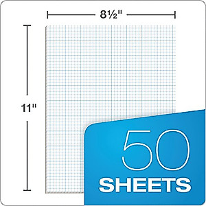 TOPS Cross-Section Pads, 8-1/2" x 11", Glue Top, Graph Rule (10 x 10), 50 Sheets (35101)