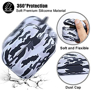 AGAOSH for Airpods Pro Case Cute Cover with Keychain,Full Protective Camo Color Silicone Airpod Case for Women Men Girl, Compatible for Air pods Pro Wireless Charging Case,Front LED Visible camo