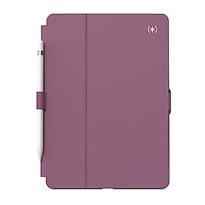Speck Balance Folio Case for iPad 10.2 Inch (2019-2021) - Drop & Camera Protection, Slim Multi Range Stand, Apple Pencil Holder - Plumberry Purple/Crushed Purple/Crepe Pink