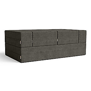 Jaxx Zipline Convertible Sleeper Loveseat & Ottomans, Textured Microvelvet - Charcoal