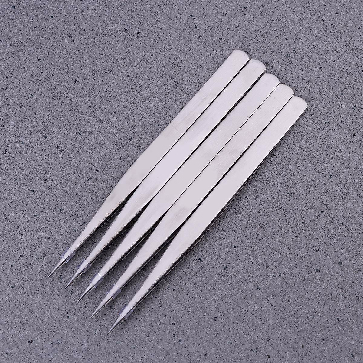 Artibetter 10PC Pointed Stainless Steel Tip Straight Tweezers,Fine Angled Removal for Profissional Grafting Eyelash Extension False Eyelash Nail Art Electionics Medical