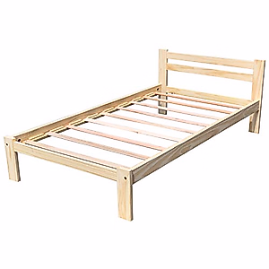 Amazonas Twin Bed Solid Pine Wooden Single Bed Unfinished with Slats Support Suitable for Boys Girls Kids Bedroom Wooden Bed Frame Single Bed Ready to Finish