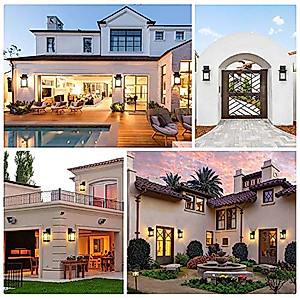 2-Pack Dusk to Dawn Sensor Outdoor Wall Lanterns Wall Lights, Exterior Photocell Porch Light Fixture Wall Mount Lamp, Waterproof Anti-Rust Outside Black Wall Sconce for House Garage, Seeded Glass