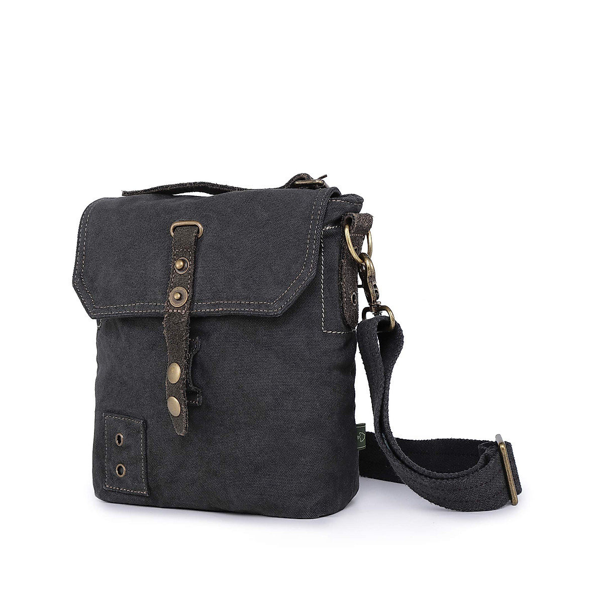 TSD Brand Coastal Canvas Crossbody Bag (Dark Grey)