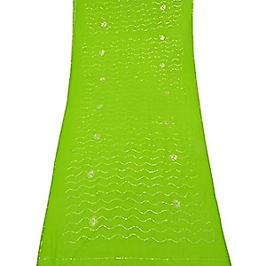 Peegli Indian Vintage Green Cloth Georgette Chiffon DIY Craft Fabric Dress Material Sequins Work Textile