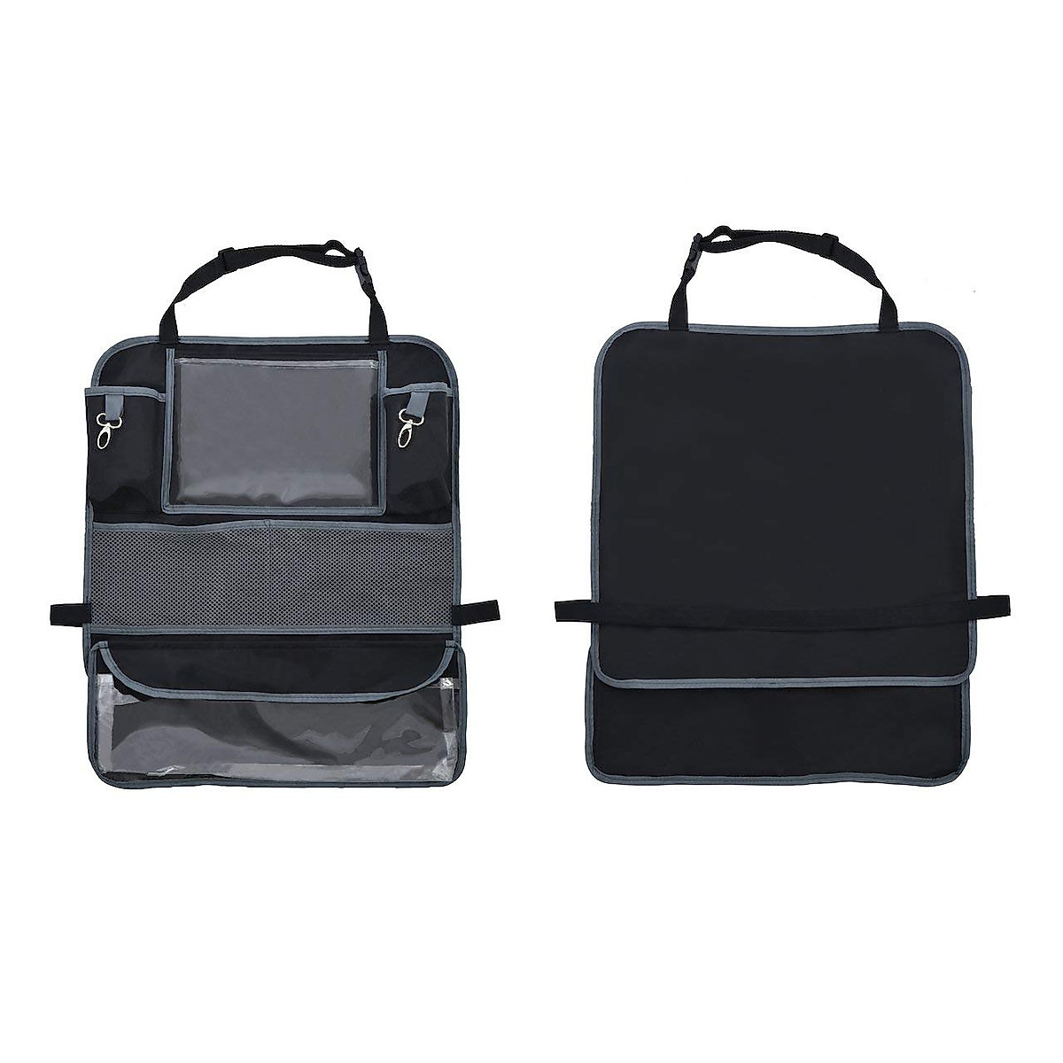 Jeep J is Deluxe Backseat Car Organizer, Kickmat Seat Protector, Universal Design with Pockets, Bottle Holder, Touch Screen Enabled Tablet Holder and Removable Travel Pouch, Snack, Toys, Gadget