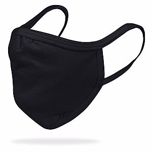 Gildan Adult Reusable Everyday 2-Layer Cotton Face Mask, Black (24 Pack), Adult: 5.75" x 8" (7" ear loops)