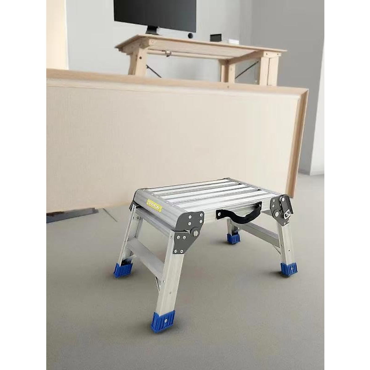 TOPRUNG Folding Step Stool Heavy Duty Lightweight Work Platform, Aluminum 350 lbs Weight Rating Anti-Slip Platform for Household Indoor Work