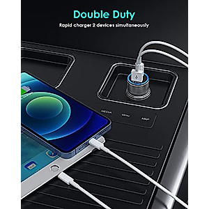 iPhone Car Charger,USB C Fast Car Charger[Apple MFi Certified] Apple Car Charging 38W Dual Port Car Charger Cigarette Lighter Adapter 2x3ft PD&QC 3.0 Lightning Cable for iPhone 13/12/12 Pro/11/Airpods
