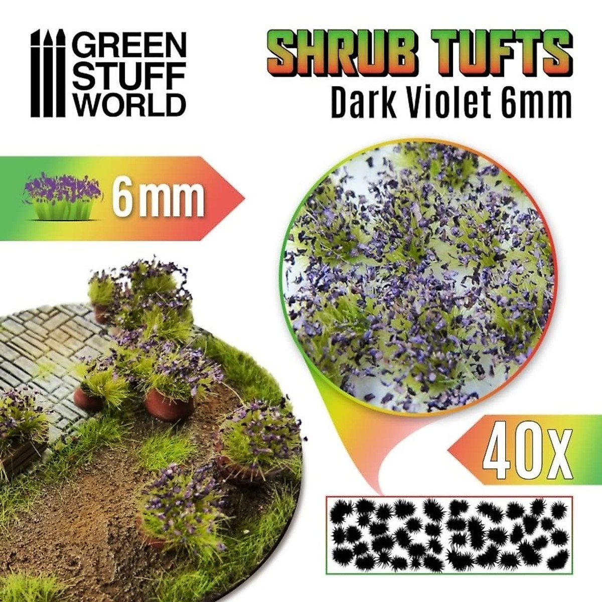 Green Stuff World Shrub Tufts - 6mm self-Adhesive - Dark Violet 10743