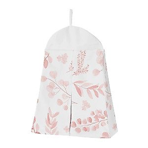 Sweet Jojo Designs Blush Pink and White Floral Leaf Baby Girl Nursery Crib Bedding Set Boho Chic Bohemian Watercolor Botanical Flower Woodland Tropical Garden Leaves Pastel Light Pink Nature Bloom 4pc