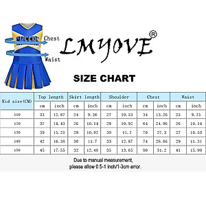 LMYOVE Cheerleader Costume for Girls, Cheerleading Outfit for Kids with Pom Pom, Child Halloween Costume Dress Uniform, Blue & Yellow, 6-7T