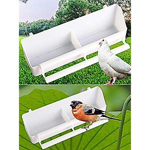 Lucky Interests 4pcs Bird Feeder, Pet Bird Food Double Plastic Seed Water Feeder Dispenser Standing Frame Plastic Food Feeder Cup for Parrots Cockatiel Pigeon Sparrow Bird Cage Bowl with 4 Bird Spoons