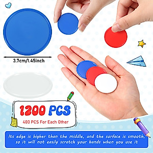 Wettarn 1200 Pcs Plastic Poker Chips 1.45 Inch Game Chips 3 Colors Poker Chip Set Bingo Chips Blank Counting Chips or Adults Kids Poker Game Counters Learning Math Counting Play, Red, Blue, White