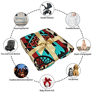 Native American Aztec Navajo Western Swaddle Blankets Newborn Muslin Swaddle Blankets Receiving swaddling Blankets Large Wrap Silky Soft Gifts for Baby boy Girls