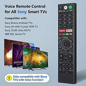 Voice Replacement Remote for Sony-TVs and Bravia-TVs，for All Sony 4K UHD LED LCD HD Smart TVs