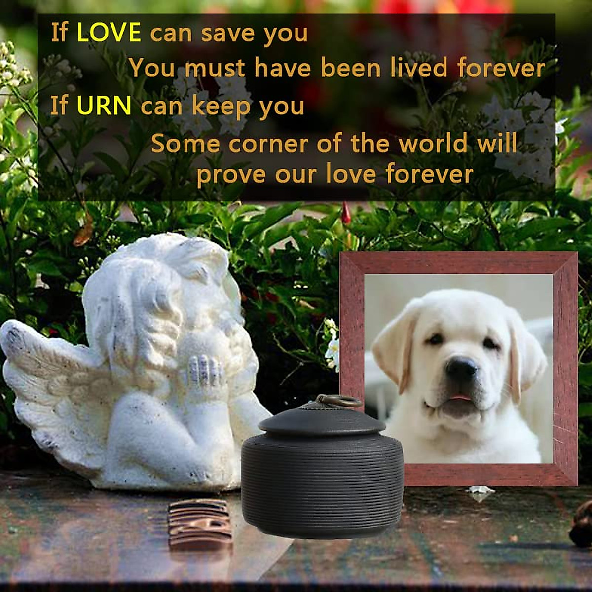CredKity Ceramics Ashes Urn for Cats,Small Dogs and Human. Cat Urn, Small Dog Urn for Memorying Pets. Sharing Personal Ashes and Belongings with This Love Urn.