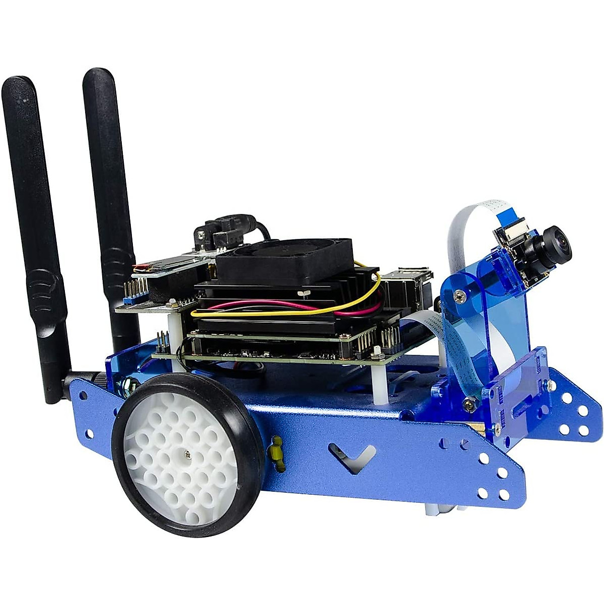 JetBot AI kit Provided by Jetson Nano, with Front Camera Dual Mode Wireless WiFi Bluetooth Facial Recognition Object Tracking(Blue, Without Jetson Nano)