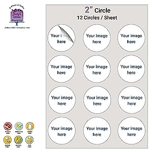 Judy's Edible Imagery Custom Edible Images for Cupcakes/Cookie - 2” Circles, 12 Per Frosting Sheet