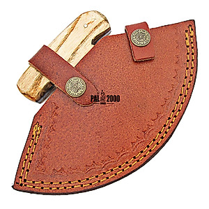 ULU-3007 Handmade Damascus Steel Ulu Knife Stabilized Handle With Sheath