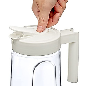 Amazing Abby - Slim - Tritan Pitcher (64 oz), Unbreakable Plastic Pitcher with Lid, BPA-Free, Heat-Resistant, Dishwasher-Safe, Great for Both Iced and Hot Drinks, Indoors and Outdoors, White
