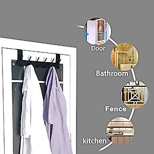Dseap Over The Door Hook Hanger - 6 Hooks Over Door Coat Rack for Hanging Clothes Hat Towel, Black