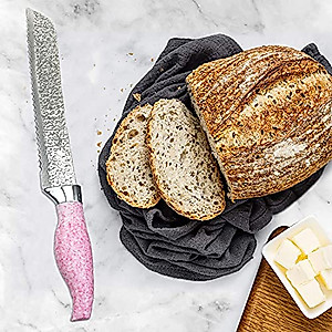 Kitchen Knives Set, Stainless Steel Knife Set with Novelty Acrylic Block, Sharp Cutlery Knife Set for Chef Cooking Cutting, Pink Color Knife