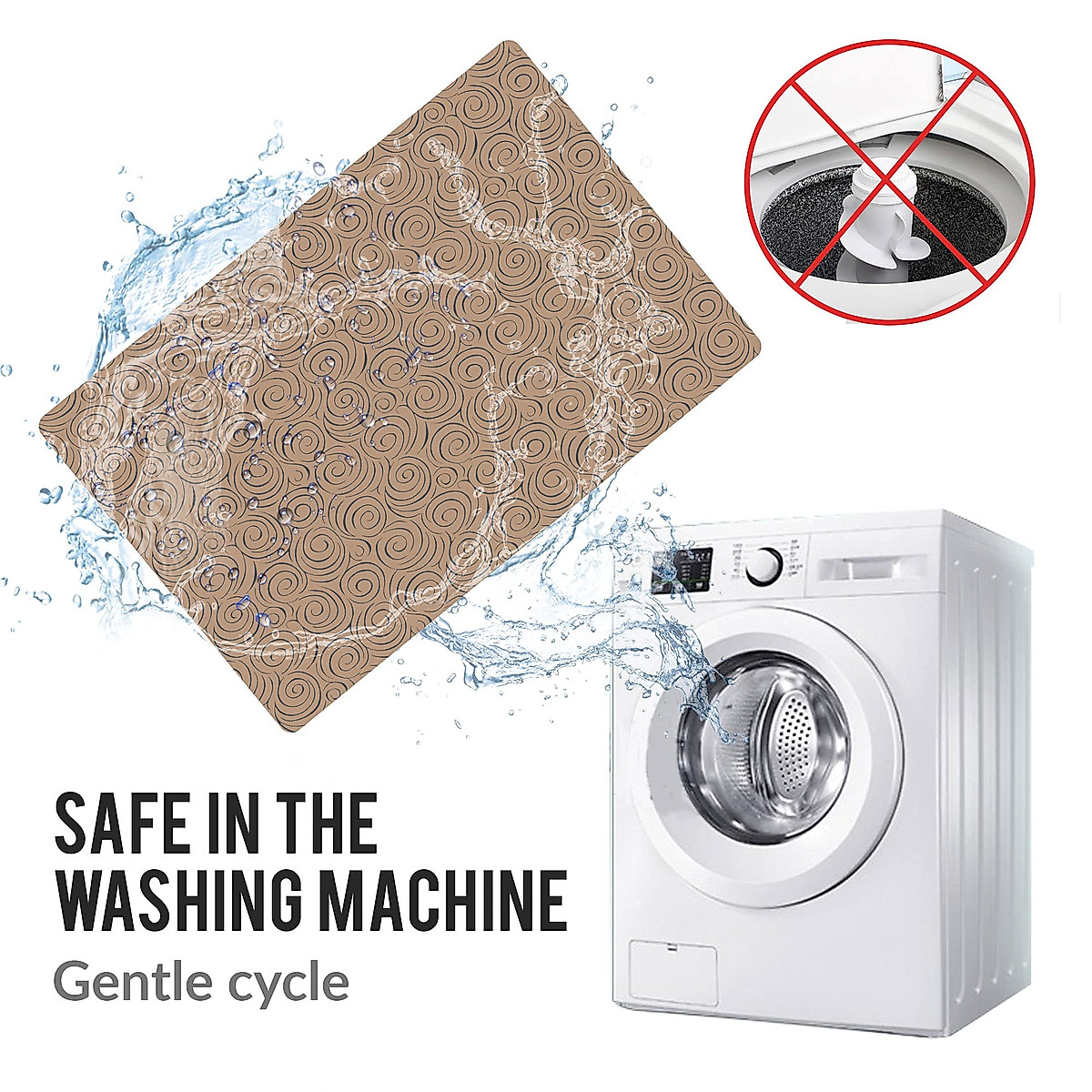 Shape28 Small Area Mat Ultra-Thin Kitchen Rug Entrance Mat with Non Slip Rubber Backing Size 20 inches x 16 inches Color Cappuccino Design 4T