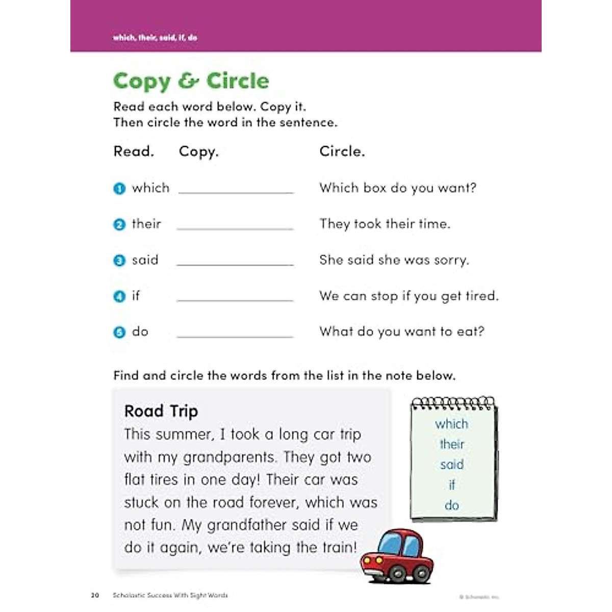 Scholastic Success with Sight Words Workbook