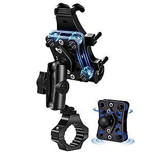 ZIDIYORUO Anti-Vibration Phone Holder for UTV/SXS Off-Road Riding, One Hand Operation Aluminum Heavy Duty Cell Phone Mount, Easy Install iPhones or 4.7"-7.1" Cell Phones on 1.75"-2" Roll Cage