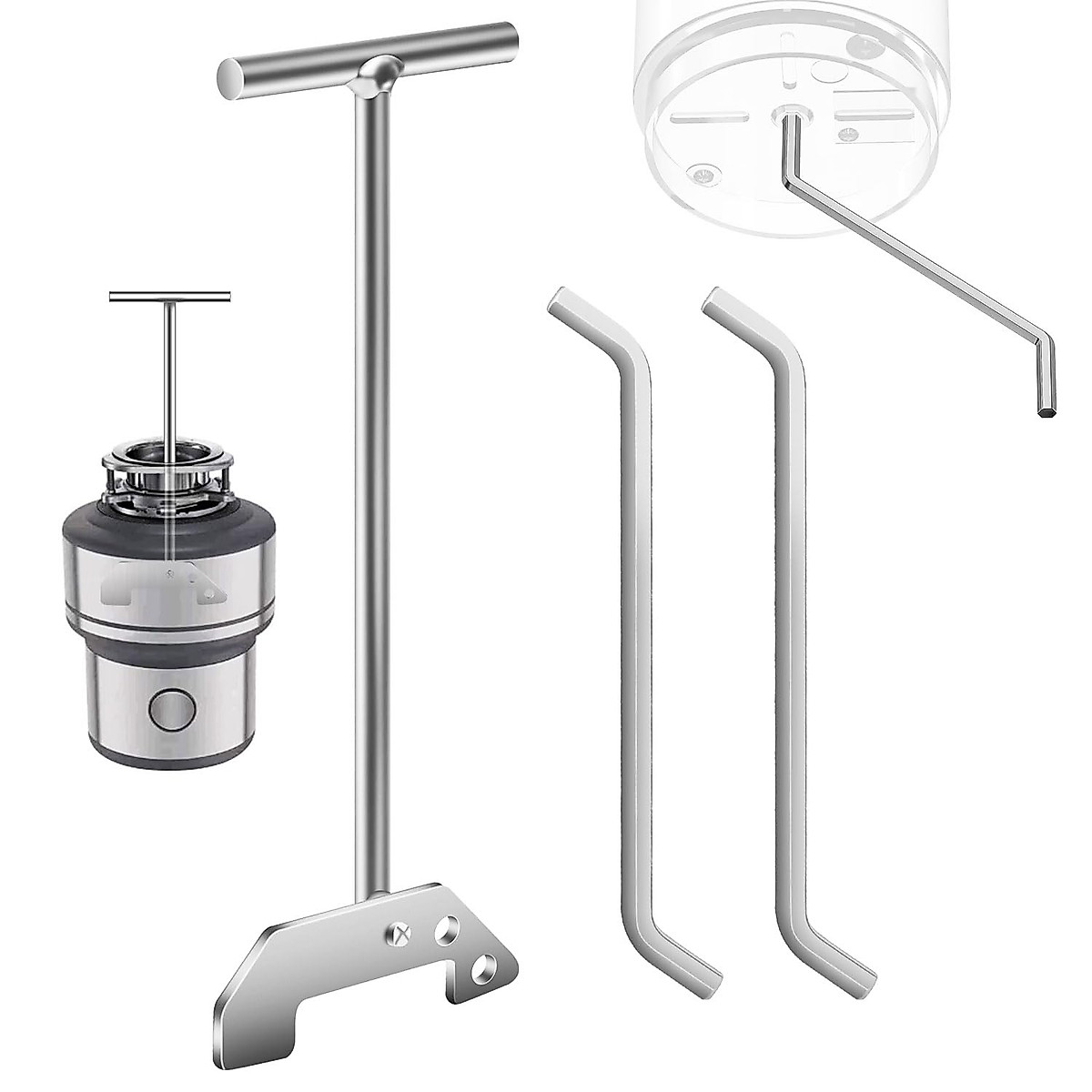 Garbage Disposer Unjamming Wrench & Garbage Disposal Wrench Tool, for InSinkErator/Moen Garbage Disposal Used To Un-Jam/Food Garbage Disposal And Dislodge Jams or Clutter From Above The Sink, Silver