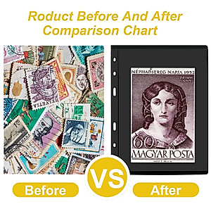 MUQING Stamp collecting storage supplies, 20 Sheets Stamp Pages Sleeves for Stamp Album Binder, Toughness Not easy to creak (1 and 2 Rows)