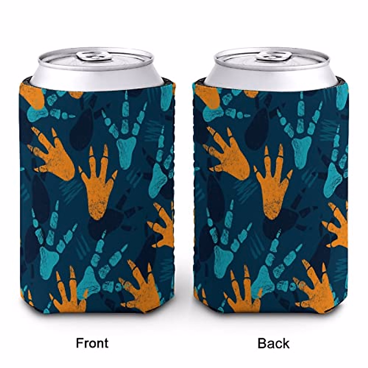 Can Cooler Sleeves Coozies for Cans And Bottles Insulators Dinosaur Footprint Tracks Print PVC Elastic Reusable