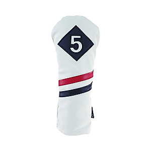 Ram Golf Premium Vintage Style PU Leather Headcovers Set, Retro White, Driver, Fairway Woods (1,3,5)