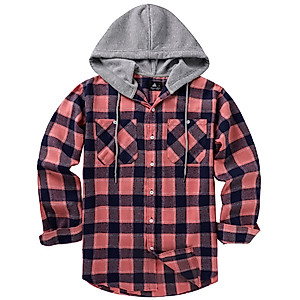 SCODI Mens Flannel Plaid Shirt Casual Button Down Shirt Regular Fit Long Sleeve Shirts Pin X-Large Pink