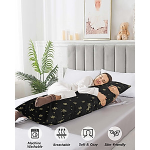 Edwiinsa Golden Snowflake Body Pillow Covers 20x54 Side Sleeper Pillow, Plush Soft Comfort for Hair/Skin Cooling Pillowcases with Envelop Closure Throw Covers Merry Christmas Winter Black