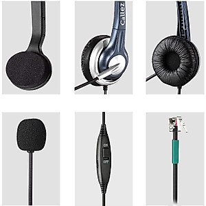 Callez Corded RJ9 Telephone Headset Mono with Noise Canceling Mic Compatible with ShoreTel 230 420 480 Polycom VVX310 VVX311 VVX410 VVX411 Avaya 1408 1416 5410 NEC Nortel Office Landline Deskphones