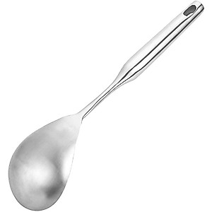 TBWHL Dinner Spoon Serving Spoon, 304 Stainless Steel 12.5 Inch Premium Brushed Stainless Steel Large Serving Spoon Kitchen Tool with Good Grip Ergonomic Handle, Silver