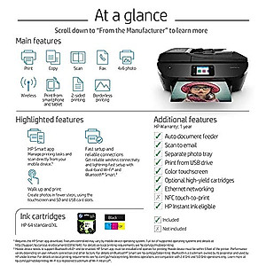 HP ENVY Photo 7855 All In One Photo Printer with Wireless Printing, Instant Ink Ready (K7R96A) (Renewed)