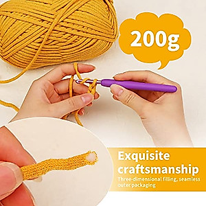 Fedmut Yarn for Crocheting -200g Beginners Chunky Cotton Yarn Easy-to-See Stitches Thick Worsted Yarn for Knitting Craft -Yellow