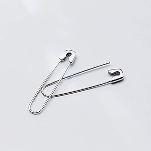 Minimalist Safety Pin Cartilage Sterling Silver Big Hoop Earrings for Women Girls Elegant Dangle Drop 37mm