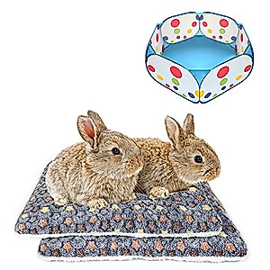 Amakunft 2 Pcs Large Guinea Pig Bed Mat, Rabbit Sleep Bed, 17.7x13.7x2 Inches, Small Animal Playpen for Bunny/Chinchilla/Hedgehog