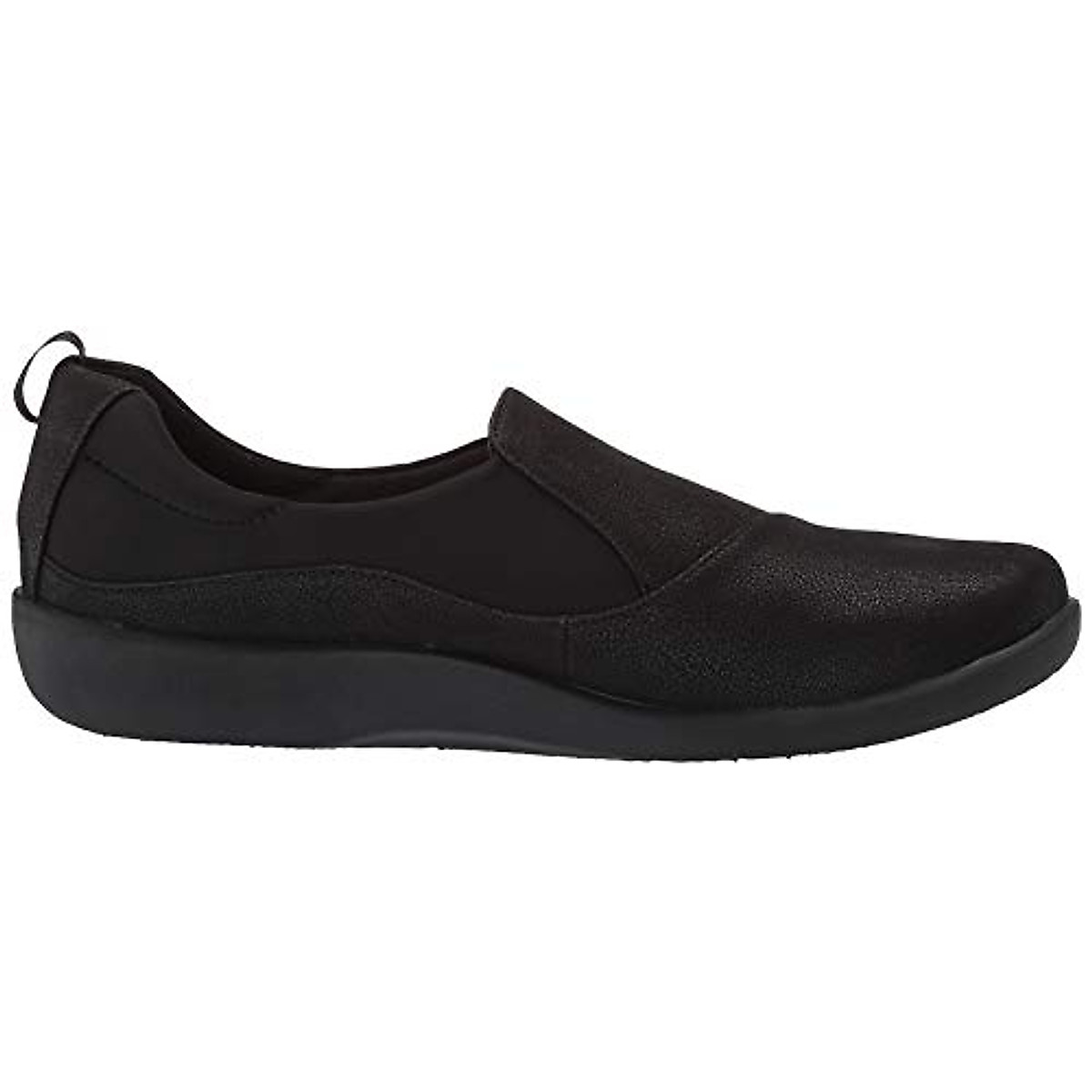 Clarks womens Sillian Paz Slip On Loafer, Black Synthetic Nubuck, 8.5 US