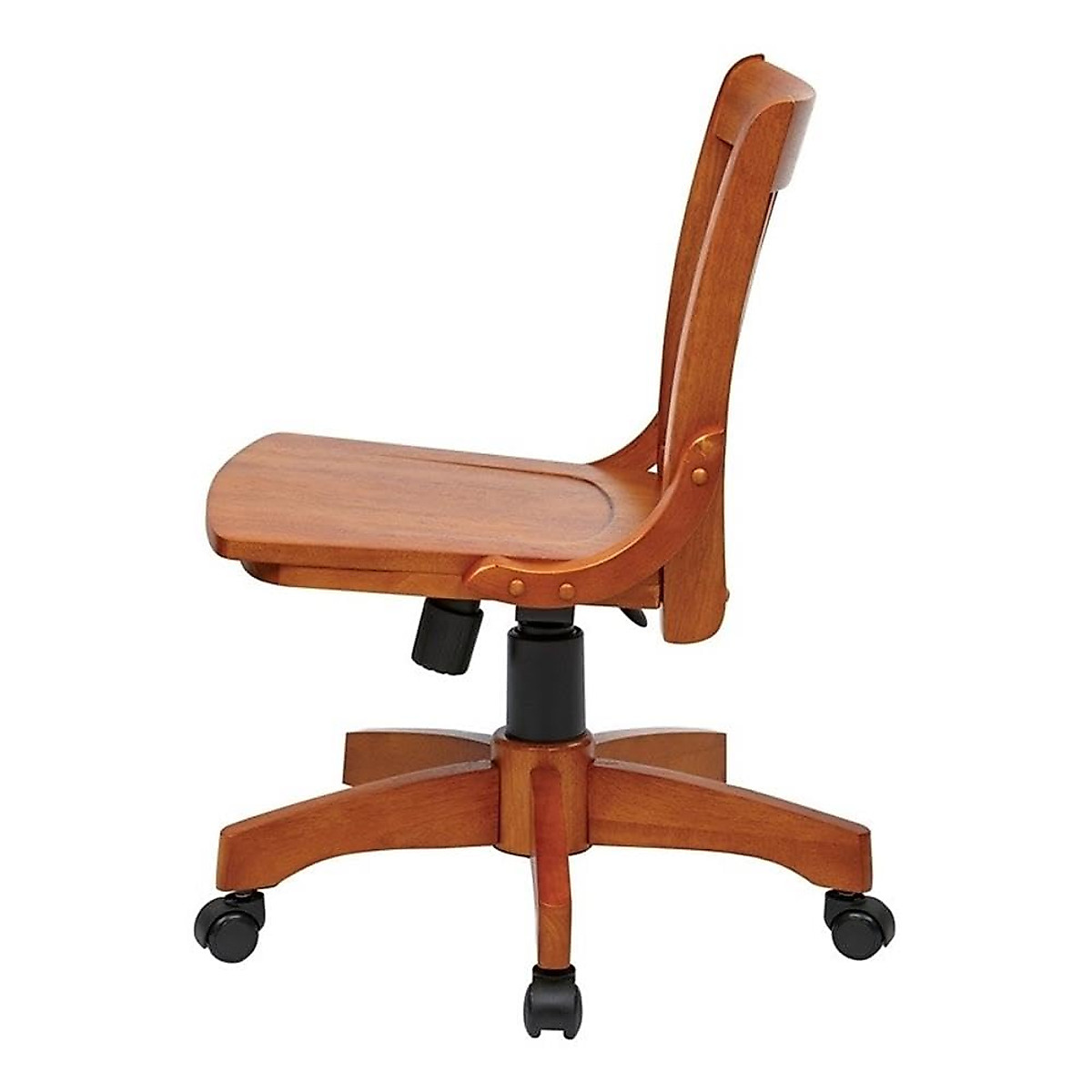 BOWERY HILL Traditional Solid Wood Armless Office Chair in Medium Brown