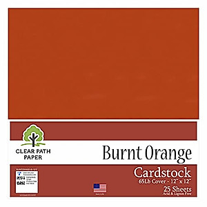 Burnt Orange Cardstock - 12 x 12 inch - 65Lb Cover - 25 Sheets