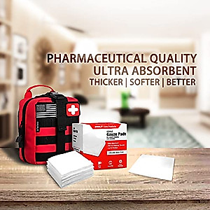 EVERLIT [Extra-Thick] 4''x4'' Sterile Gauze Pad 12-Ply, 100 Pack, Individual Wrapped, Ultra Absorbent Large Non-Woven Medical Gauze Sponges for Wound Care Home First Aid Kit