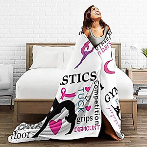 CHILL·TEK Blanket I Love Gymnastics Flannel Fleece Blanket Super Soft Bed Throw Blanket Warm Cosy Velvet Blanket Lightweight Sofa Blanket Luxurious Carpet for Women Men Kids 50"x40"