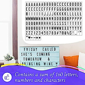 My Cinema Lightbox - XXL Cinema Light Box, 24" x 12" - 3 Modi Light Up Letter Board with 160 Letters, Numbers, Sign - White LED Light, RGB Color Change and Color Freeze Mode